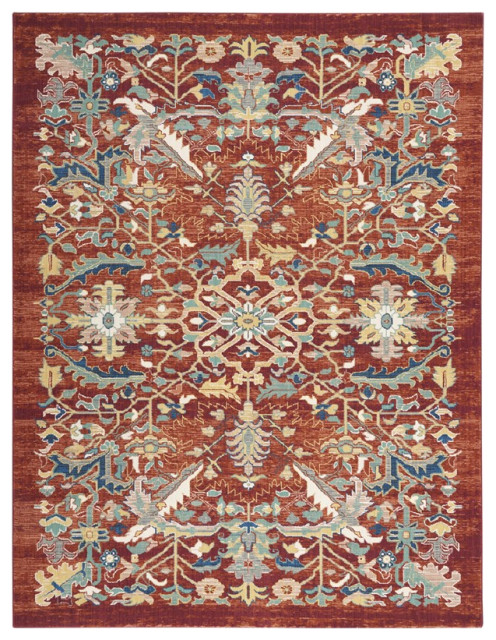 Nourison Parisa PSA02 Traditional Brick Rectangle Area Rug, 5'3"x7'5 ...