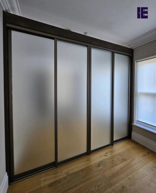 Frosted Sliding Glass Door Puja & Study Room in London | Inspired ...