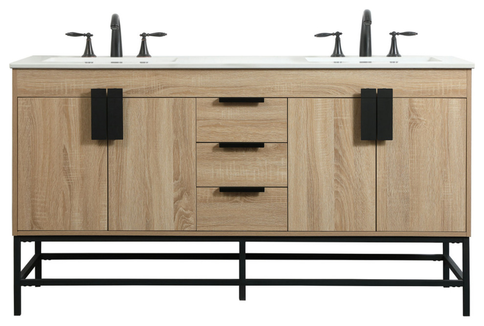 60" Double Bathroom Vanity, Mango Wood, Vf48860Dmw - Transitional ...
