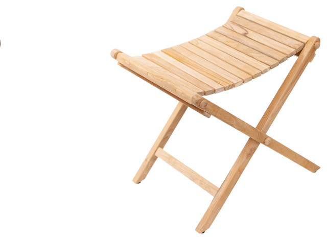 Nordic Style Teak Folding String Seat - Asian - Outdoor Folding Chairs ...