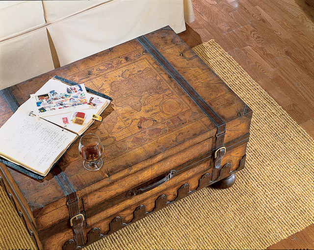 Butler Vasco Old World Map Trunk Table - Traditional - Decorative Trunks - by GwG Outlet | Houzz