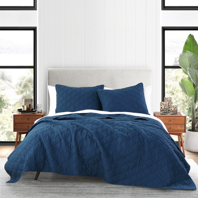 Anne Klein 100% Cotton Diamond Quilt Set, Full/Queen - Contemporary ...