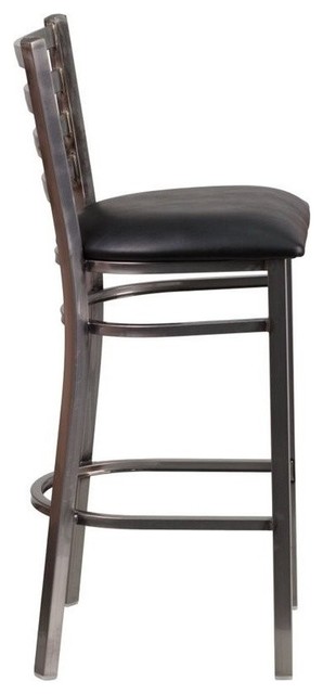 Pemberly Row Metal Bar Stool Chair in Black With Semi-circle Seat ...