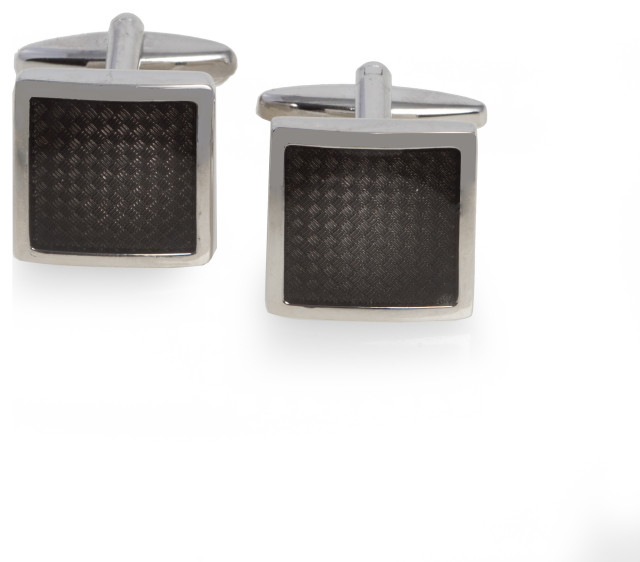 "Carbon Fiber" Rhodium Plated Cufflinks - by Bey-Berk International | Houzz
