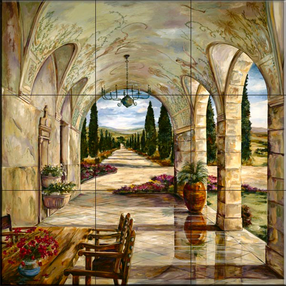 Tile Mural, Cypress Lane by Karen Stene, 18" x 18" (9 Tiles ...