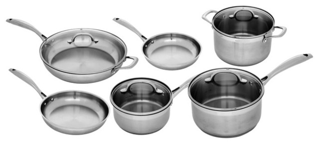 Swiss Diamond Premium Steel, Stainless 10-Piece Complete Kitchen Set ...