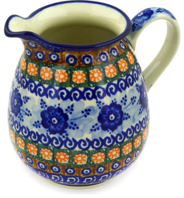 Polish Pottery 30 oz. Stoneware Pitcher Hand-Decorated Design ...