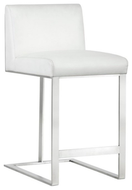 Dean Counter Stool, White Leather, Counter Height - Contemporary - Bar Stools And Counter Stools ...