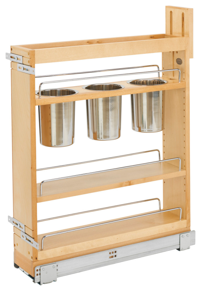 Wood Base Cabinet Utility Pull Out Organizer With Soft Close ...