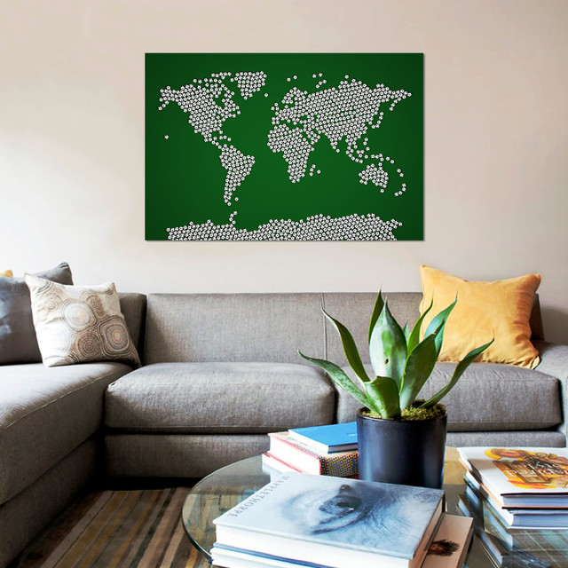 "Football Soccer Balls World Map" by Michael Tompsett, Canvas Print ...