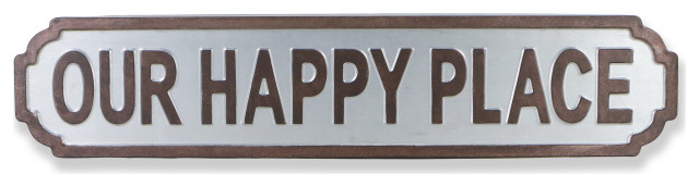Galvanized Metal Wall Sign, Our Happy Place - Contemporary - Novelty ...