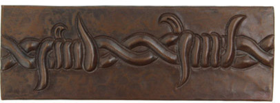 2" X 6" Barbed Wire Design Copper Tile Liner (TL023) - Southwestern ...