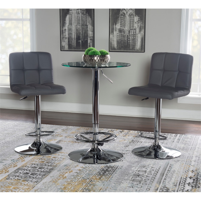 Linon Tate 3 Piece Pub Table Set Gray Faux Leather Seats Steel Base in ...