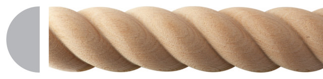 3/8" Half Round Rope Moldings, Maple, 20 Pieces, 95" Long Pieces ...