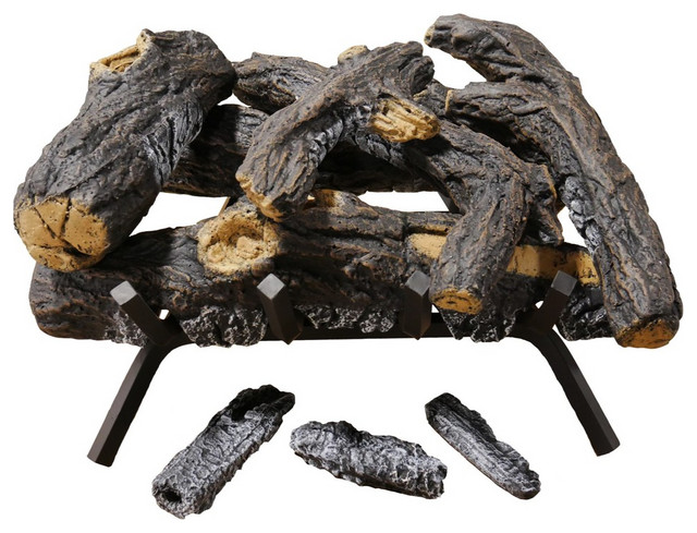Cedar Ridge Hearth 18" Decorative Realistic Fireplace Ceramic Wood Log ...