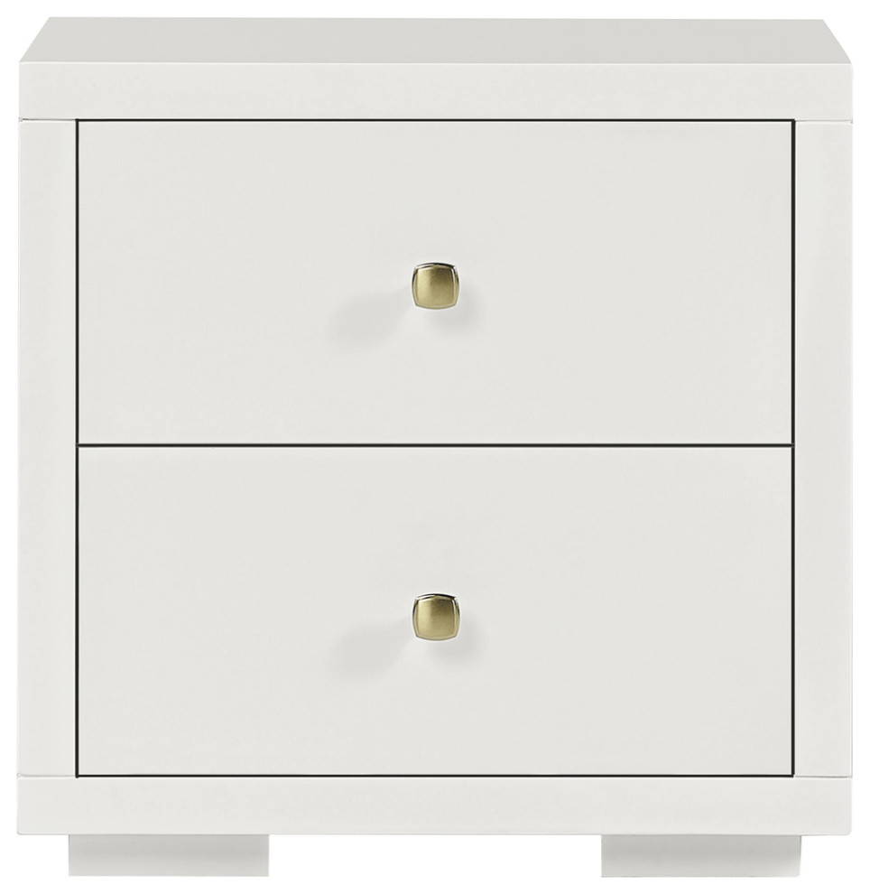 19" White Two Drawer Nightstand - Contemporary - Nightstands And ...