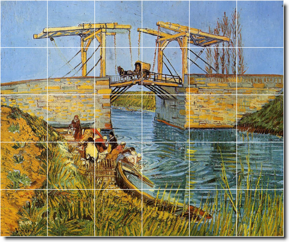 Vincent Van Gogh City Painting Ceramic Tile Mural #106, 72" Wide x 60 ...