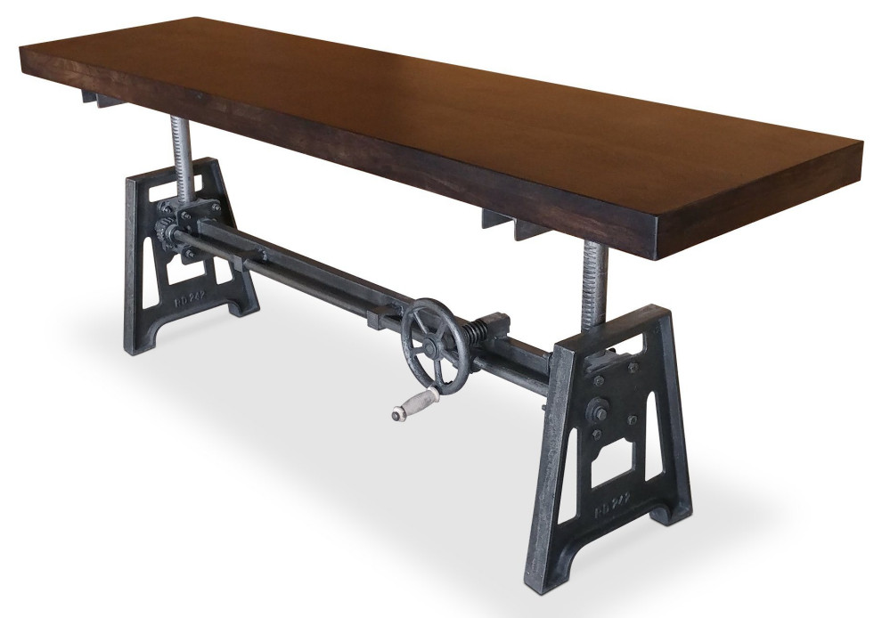 Industrial Dining Bench Seat - Cast Iron Base - Adjustable Height ...