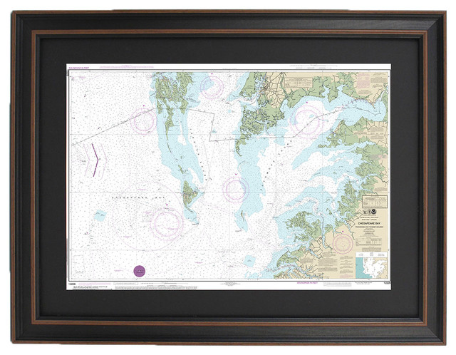 Framed Nautical Chart; Chesapeake Bay, Pocomoke and Tangier Sounds ...