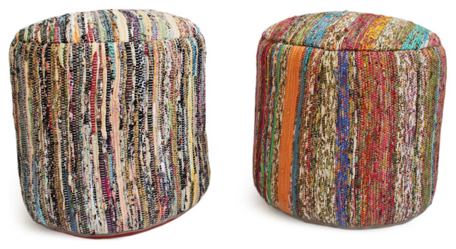 Indra Colorful Sari Rug Pouf Ottoman - Contemporary - Floor Pillows And ...