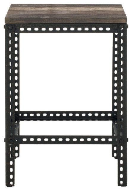 Meeler Metal Base End Table, Dark Brown - Industrial - Side Tables And ...