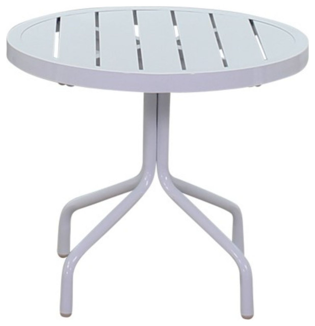 Courtyard Casual Santa Fe 20" Round End Table With Aluminum Slat Top ...
