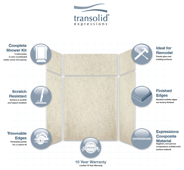 Transolid Expressions Shower Wall Kit, 48"x60"x96" - Contemporary ...