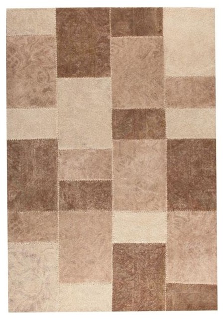 Hand Tufted Beige Wool Area Rug, 5'2"x7'6" - Contemporary - Area Rugs ...
