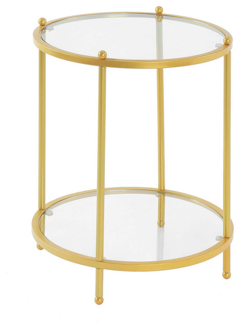 Royal Crest 2 Tier Round Glass End Table With Shelf - Contemporary ...