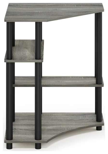 Furinno Turn-N-Tube Space Saving Corner Desk with Shelves, French Oak ...