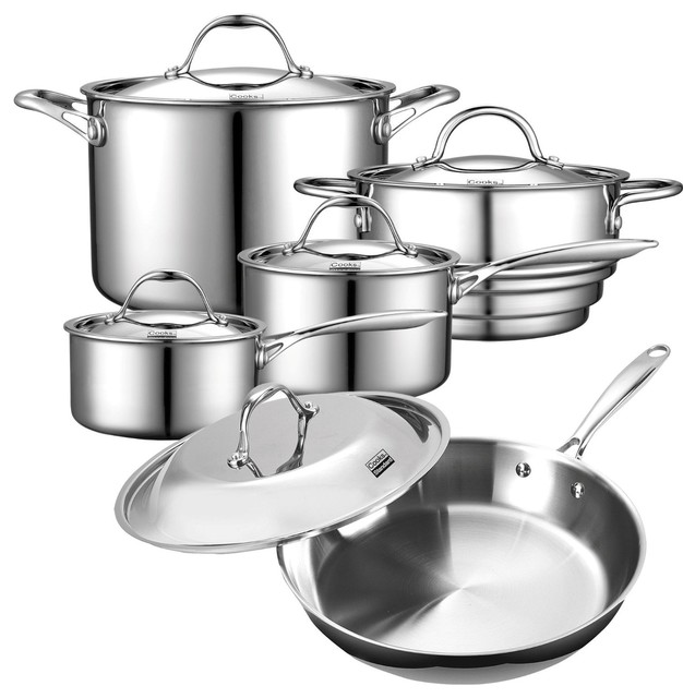Cooks Standard 10-Piece Multi-Ply Clad Stainless-Steel Cookware Set ...