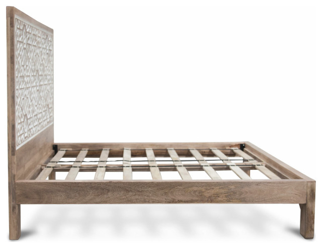 Haveli Carved Bed, King - Farmhouse - Platform Beds - by HedgeApple | Houzz