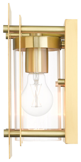 Livex 21771-12 1-Light Satin Brass Outdoor Wall Lantern, Satin Brass - Transitional - Outdoor ...