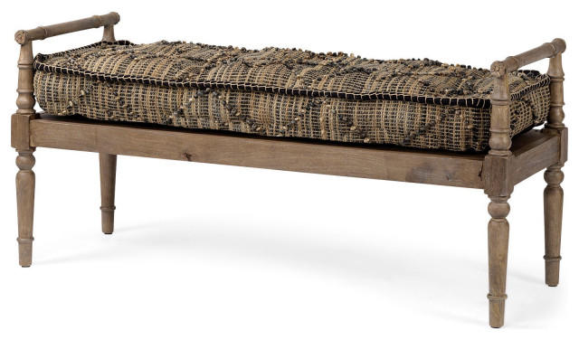 Fullerton II Black and Beige Jute Seat With Solid Wood Base Accent ...