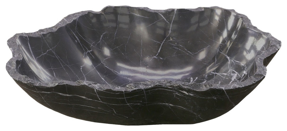 Marble bowl, Black, 17x16x4"h - Contemporary - Decorative Bowls - by ...