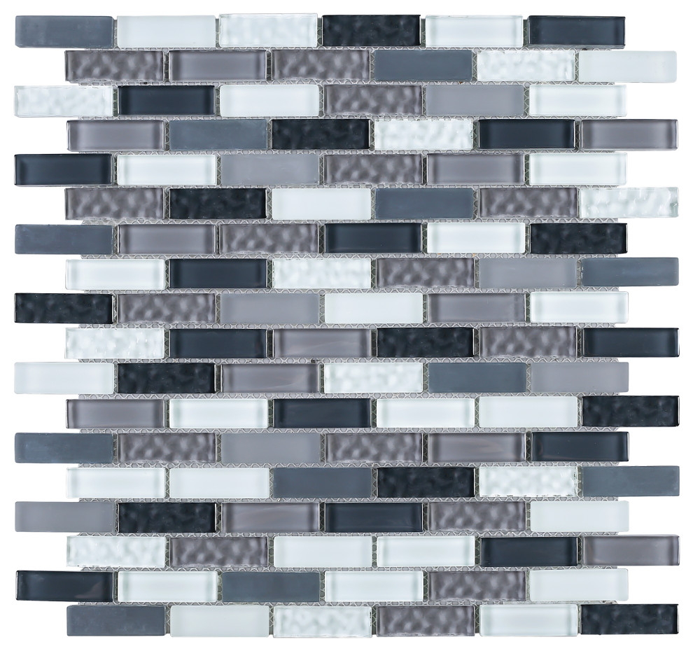 11.75"x12" Jasper Glass Mosaic Tile Sheet, Gray - Contemporary - Mosaic ...