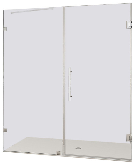 Aston Nautis Frameless Hinged Shower Door Stainless Steel 72x72