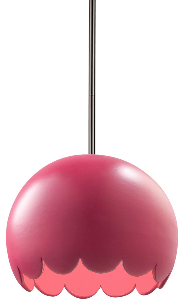 Radiance Scallop Pendant, Cerise, Brushed Nickel, Rigid Stem, E26 ...