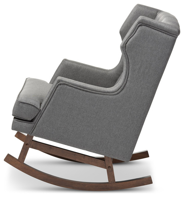 Mid-Century Upholstered Wingback Rocking Chair with Button Tufting ...