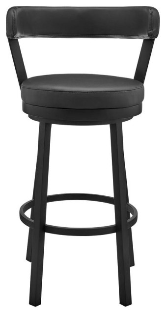 Kobe 26 Counter Height Swivel Bar Stool in Black Finish and Black Faux ...