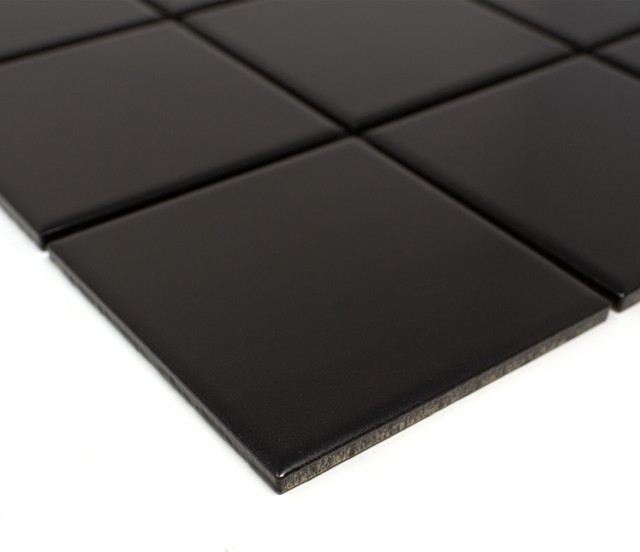 Rae Square Porcelain Mosaic Tile Sheet, Absolute Black, Sample ...