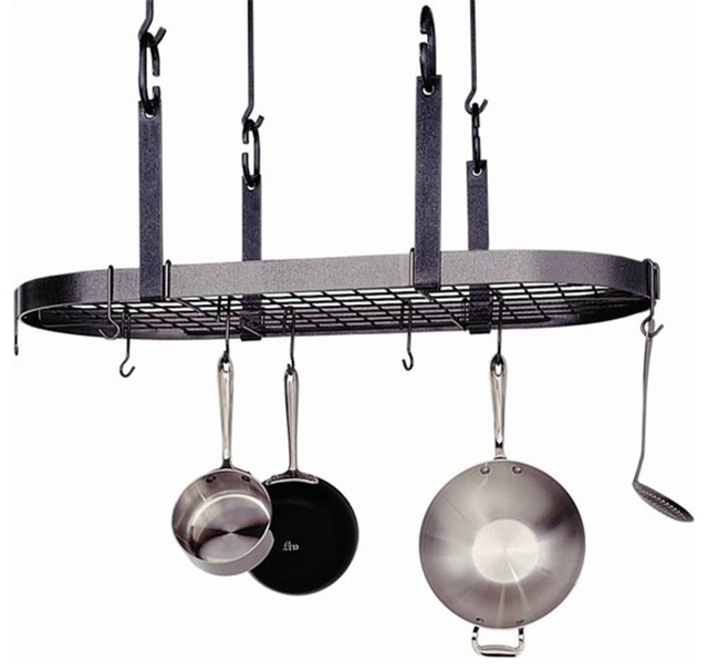 Premier 4 Point Oval Hanging Pot Rack, Hammered Steel - Contemporary ... Premier 4 Point Oval Hanging Pot Rack, Hammered Steel - Contemporary ...
