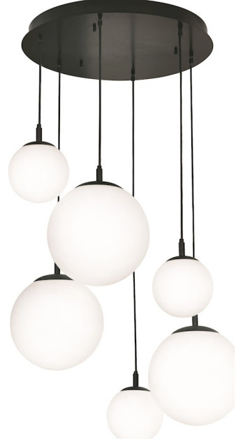 AFX Lighting Loretto Hexuple 6-Light Pendant, Black/White ...