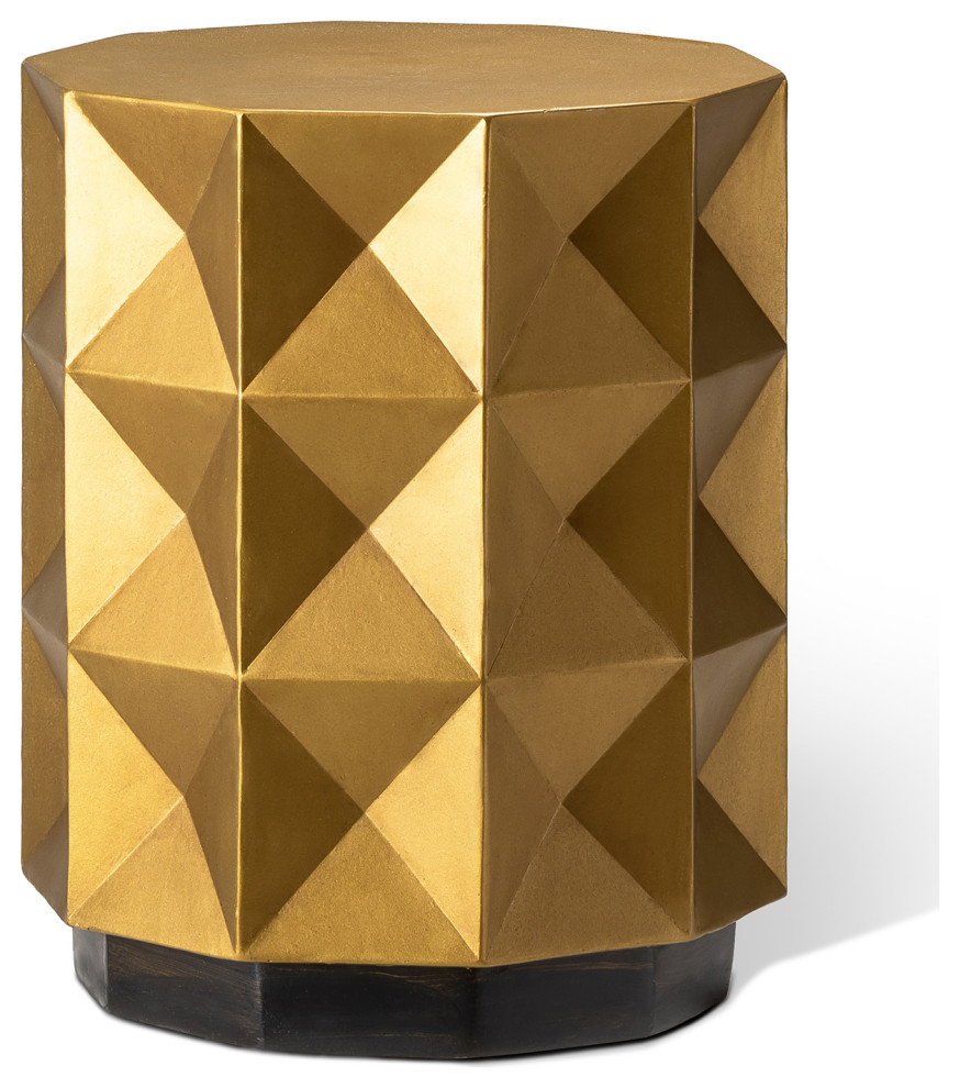 Modern Antique Gold MGO Geometric Side Table - Contemporary - Side ...