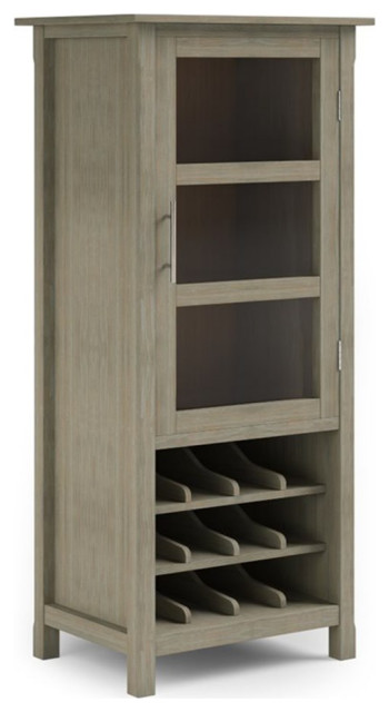 Simpli Home Avalon Solid Wood 12 Bottle Wine Rack Cabinet in Distressed Gray - Transitional ...