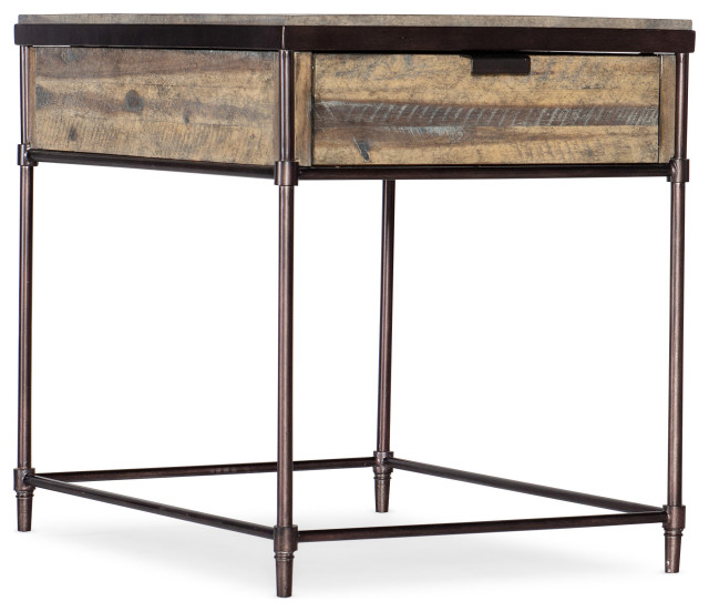 St. Armand Rectangular End Table, Light Natural - Industrial - Side ...