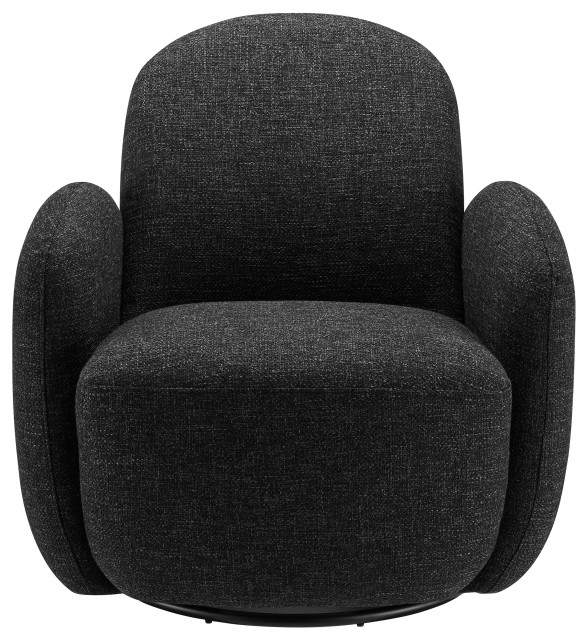 Brody Swivel Lounge Chair, Black Fabric With Black Swivel Base - Modern ...
