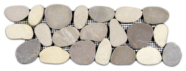 Java Tan & white pebble border, 4"x12", mesh-backed stone for indoor ...