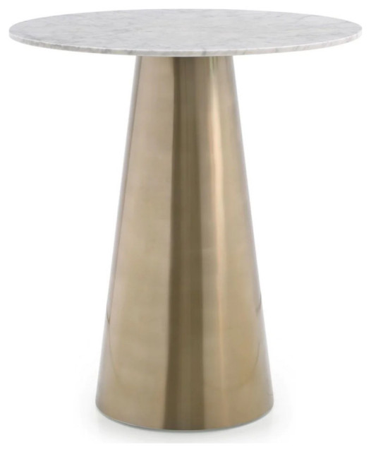 Jillian Modern White Marble & Brass Bar Table - Contemporary - Indoor ...
