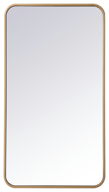 Soft Corner Metal Rectangular Mirror 20X36", Brass - Contemporary ...